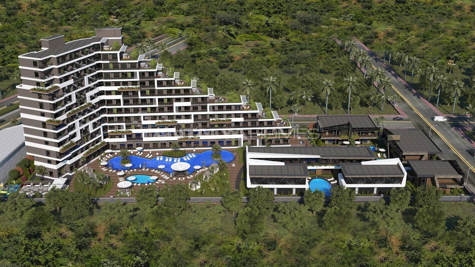 Flats with Indoor Swimming Pool in Complex in Antalya Aksu