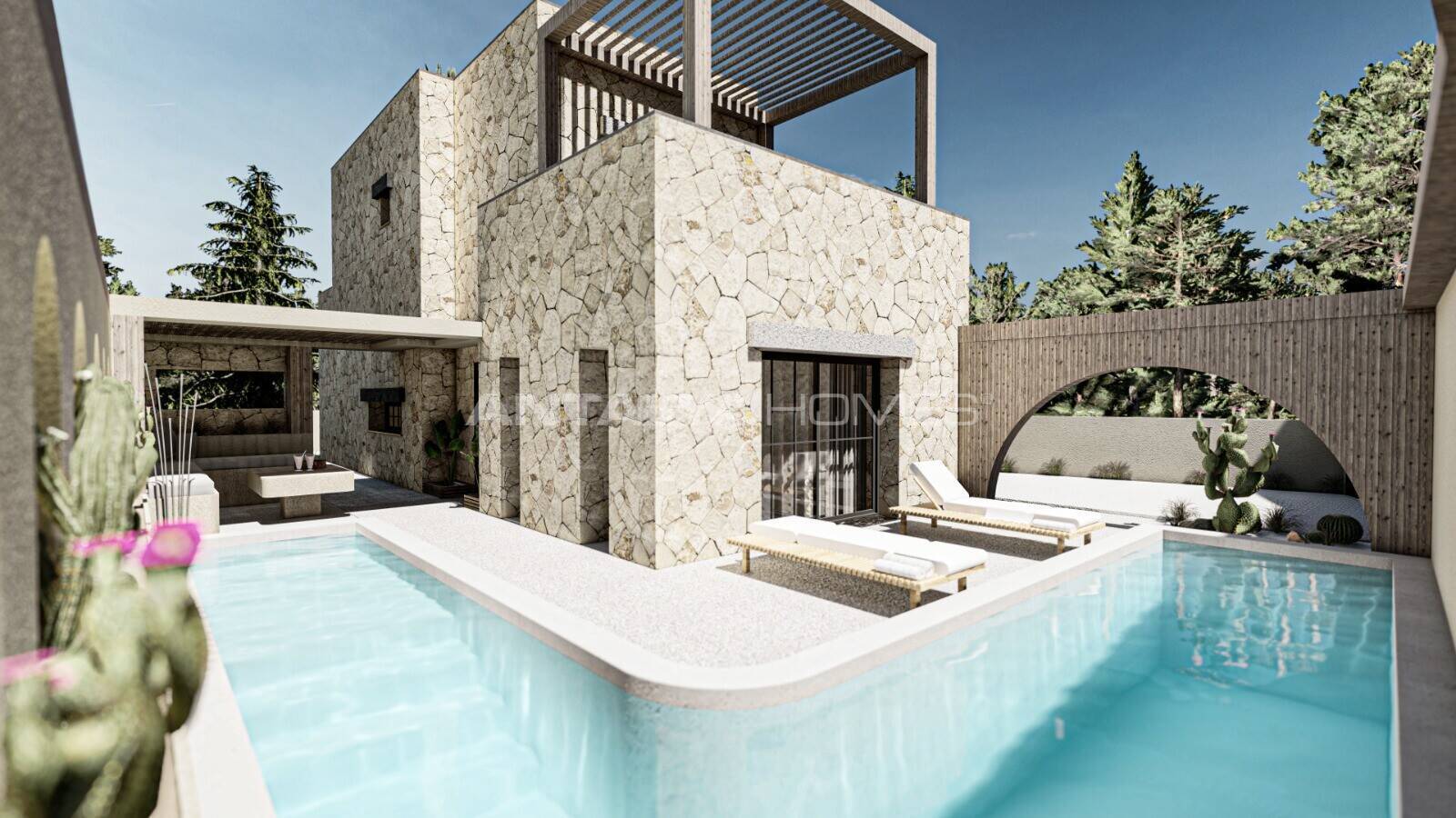 Bodrum'da Şık Tasarımlı Deniz ve Doğa Manzaralı Müstakil Evler