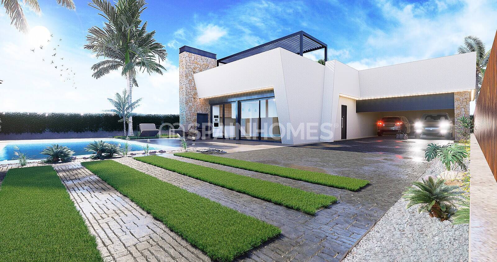 Villas estilo bungalow en San Javier con piscinas grandes